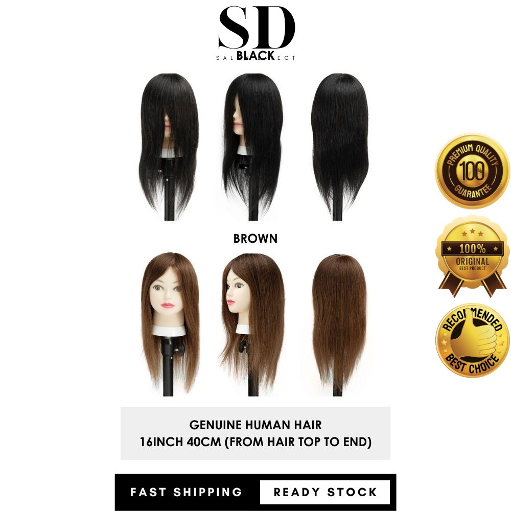 100% Real Hairdressing Hair/ Wig Mannequin Head Model For Practice - 16 ...