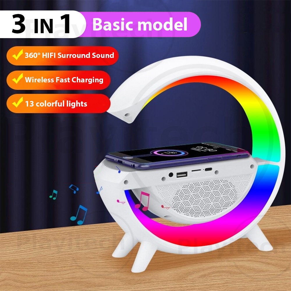 BT-3401 Bluetooth Speaker 15W LED Atmosphere RGB Light Wireless Charger ...
