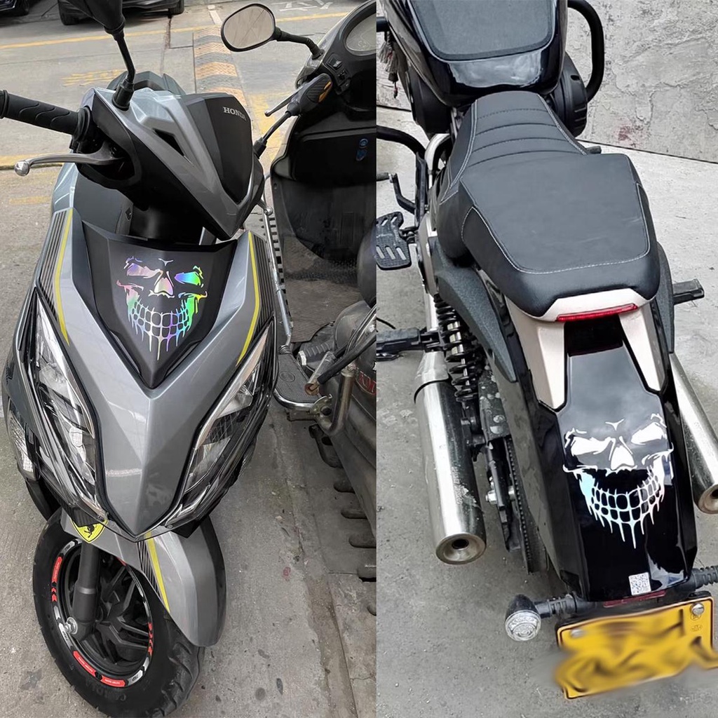 1 Set Death Ghost Face Skeleton Head Reflective Sticker Motorcycle ...
