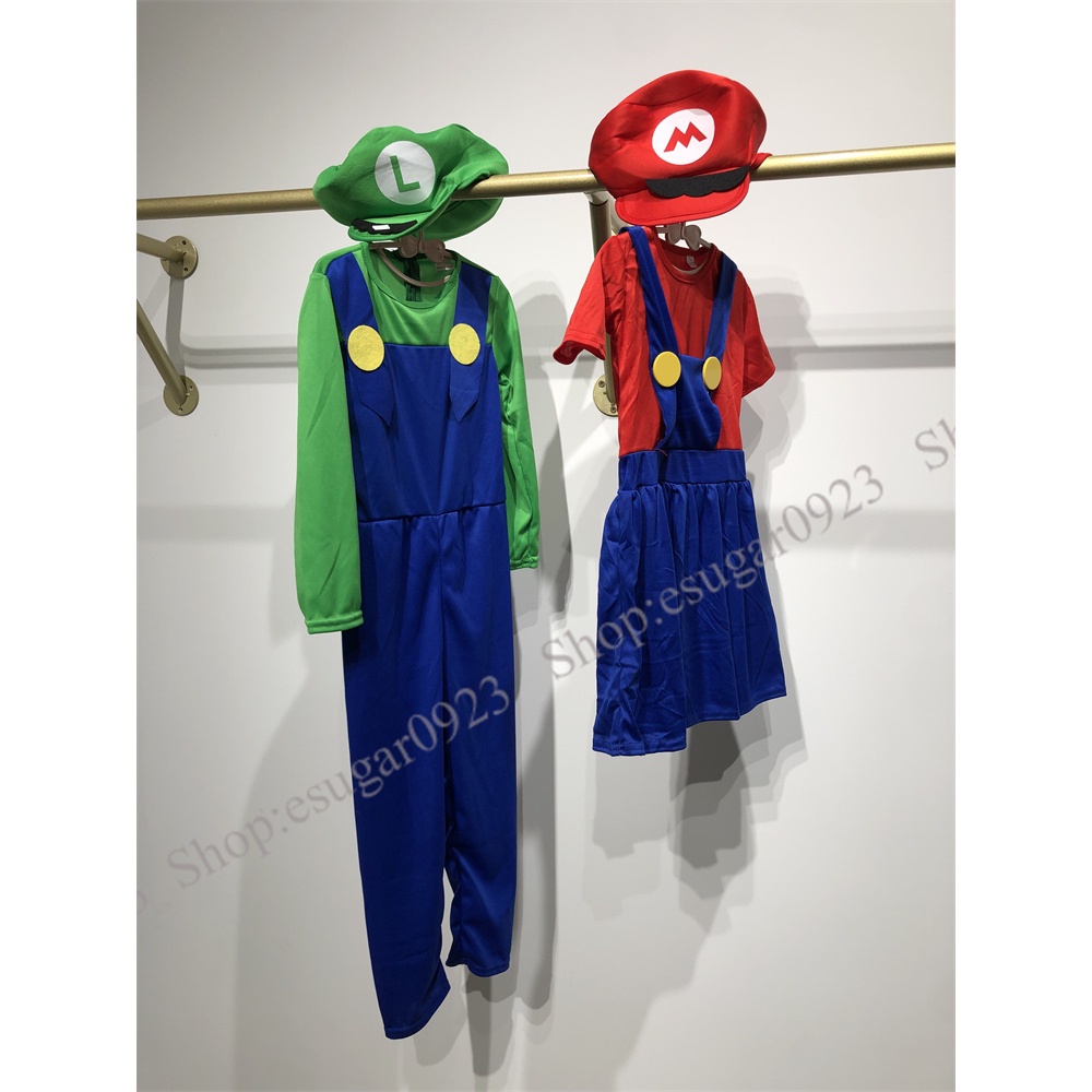 Super Mario Luigi Brother Costume Cosplay for Kids Boy Girl Christmas ...