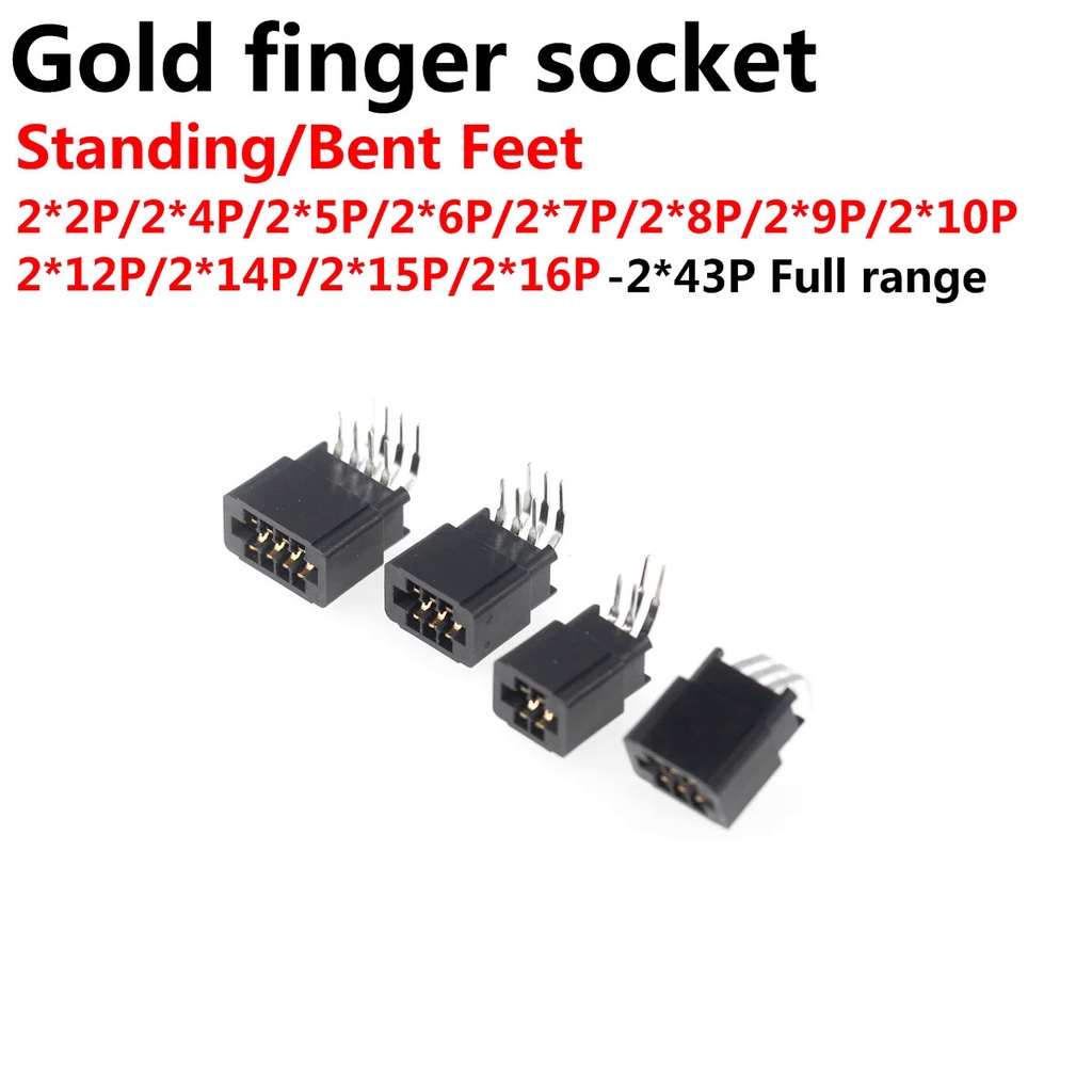 10/5PCS 2.54mm pitch Curved Pin Edge Card Connector Slot bus socket ...