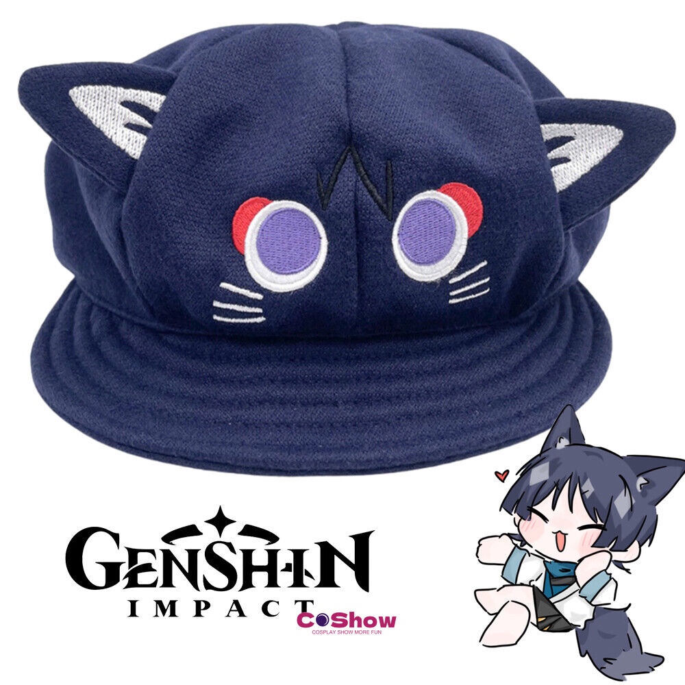New Genshin Impact Wanderer Scaramouche Cat Cap Cosplay Octagonal Hat ...