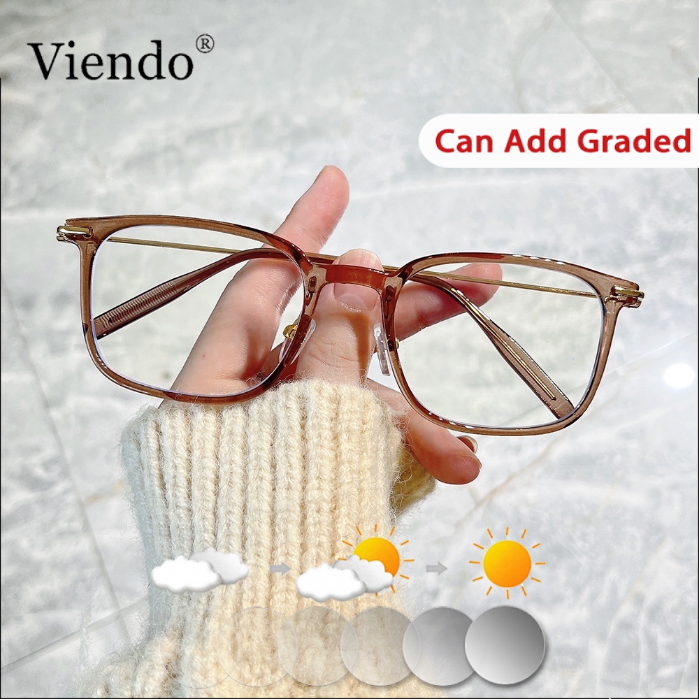 VIENDO Photochromic Anti Radiation Eyeglasses With Grade For Women Men Index 1.56 Lens ...