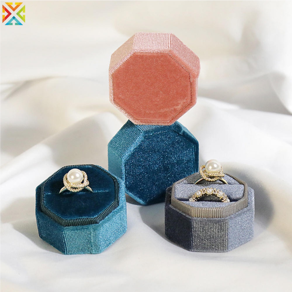 Personalized Octagon Velvet Ring Box Wedding Engagement Bridal Single ...