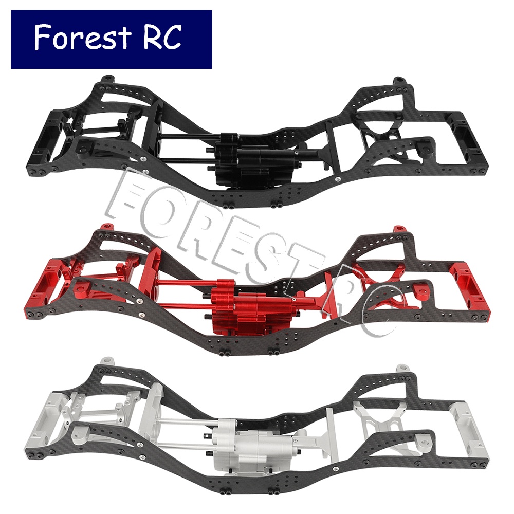 Metal Carbon Fiber Chassis Car Empty Frame Kit with Steel Gears Gearbox for 1/10 RC Axial ...