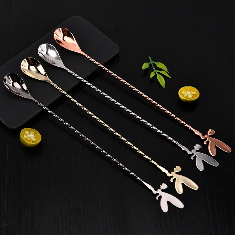 304 Stainless Steel Fine Thread Japanese Angel Bar Spoon Mixing Spoon ...
