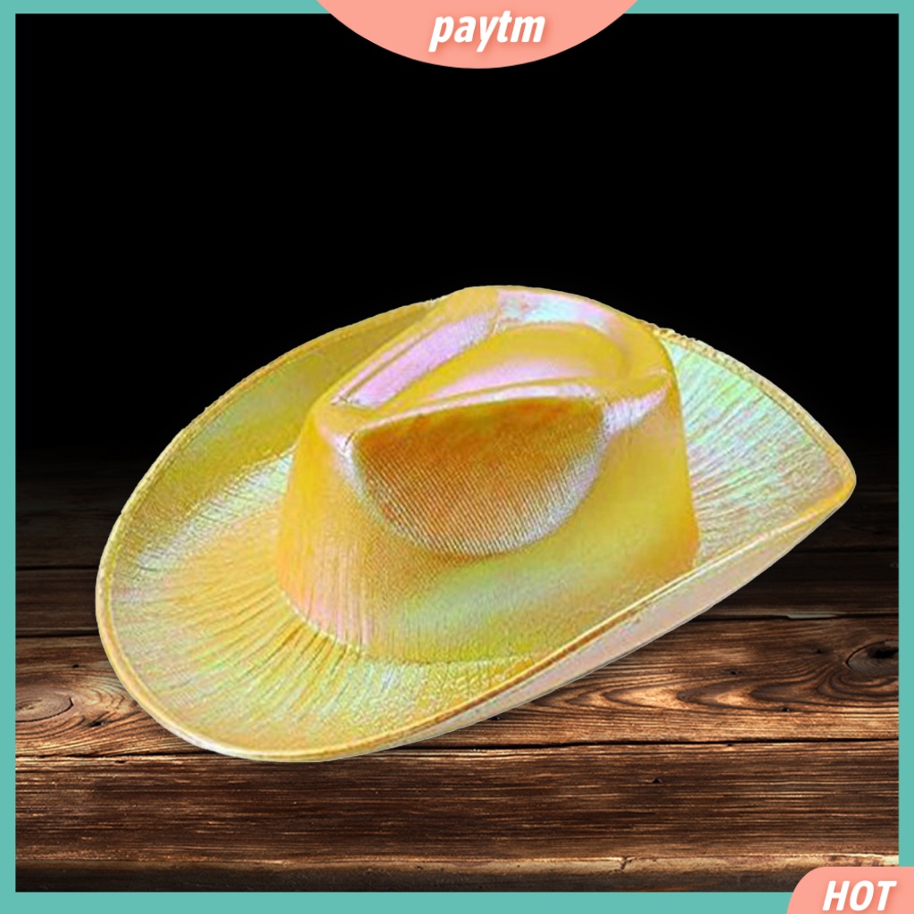 PTM Women Party Hat Bright Color Concave Top Wide Brim Glossy Surface ...