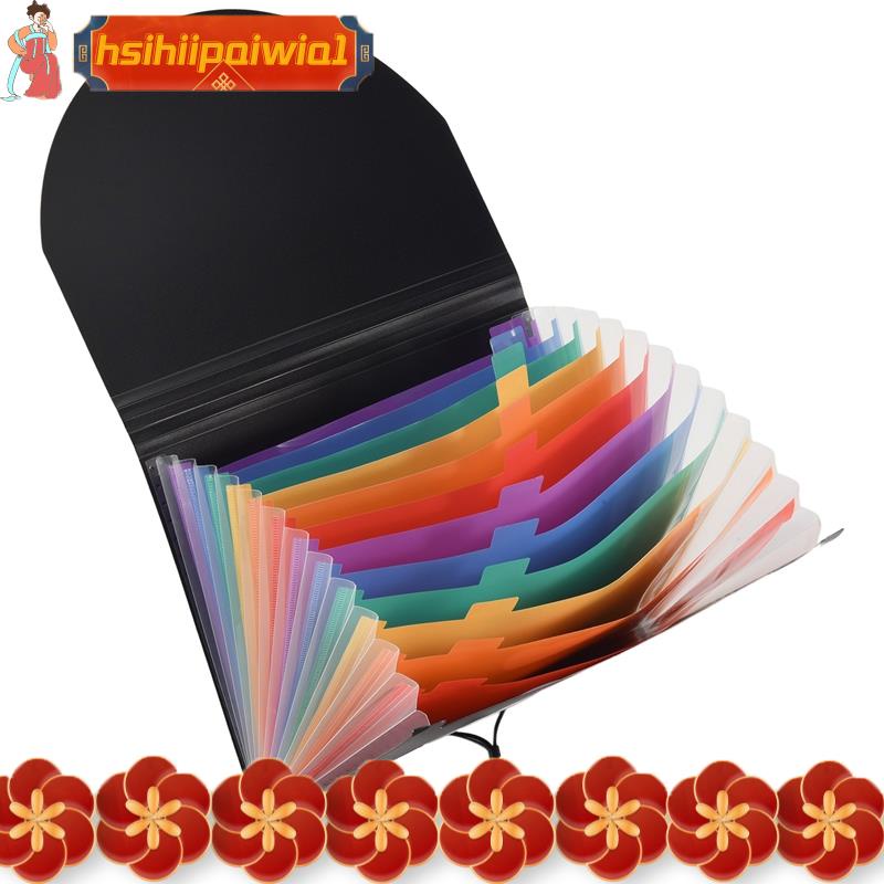 Document Organizer Hanging Rope Flap Organ Bag 13 Pockets Expanding ...