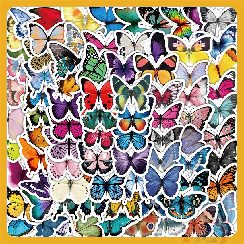 100Pcs/Set Colorful Butterfly Mini Stickers DIY Fashion Waterproof ...