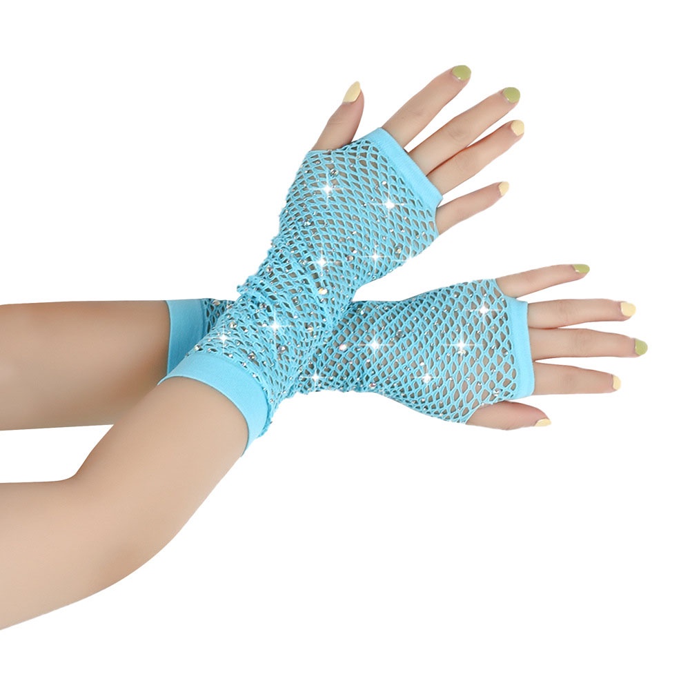 Mesh Hollow Fingerless Long Gloves Fishnet Net Gloves Arm Sleeve Party ...