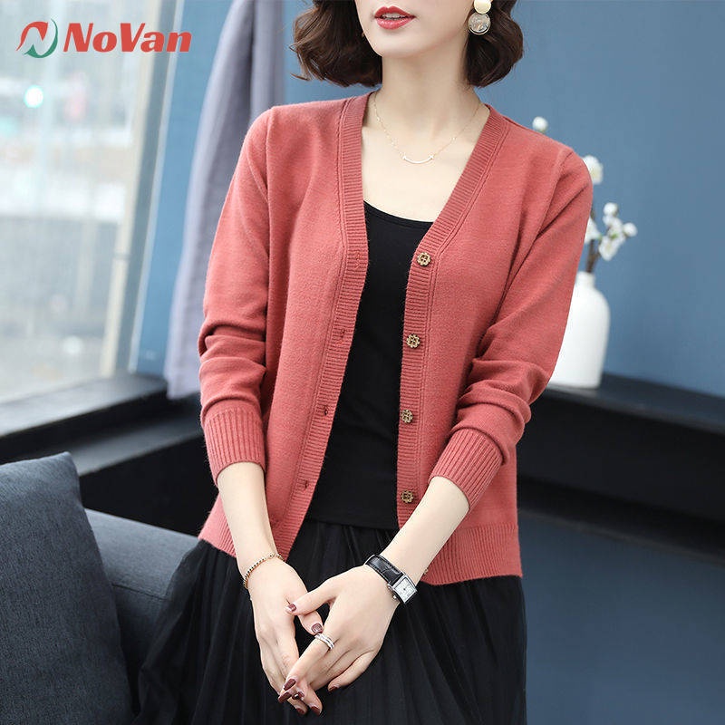 NoVan Knitted Cardigan for Women V-neck Button Sweater Cardigan Coat | Shopee Philippines