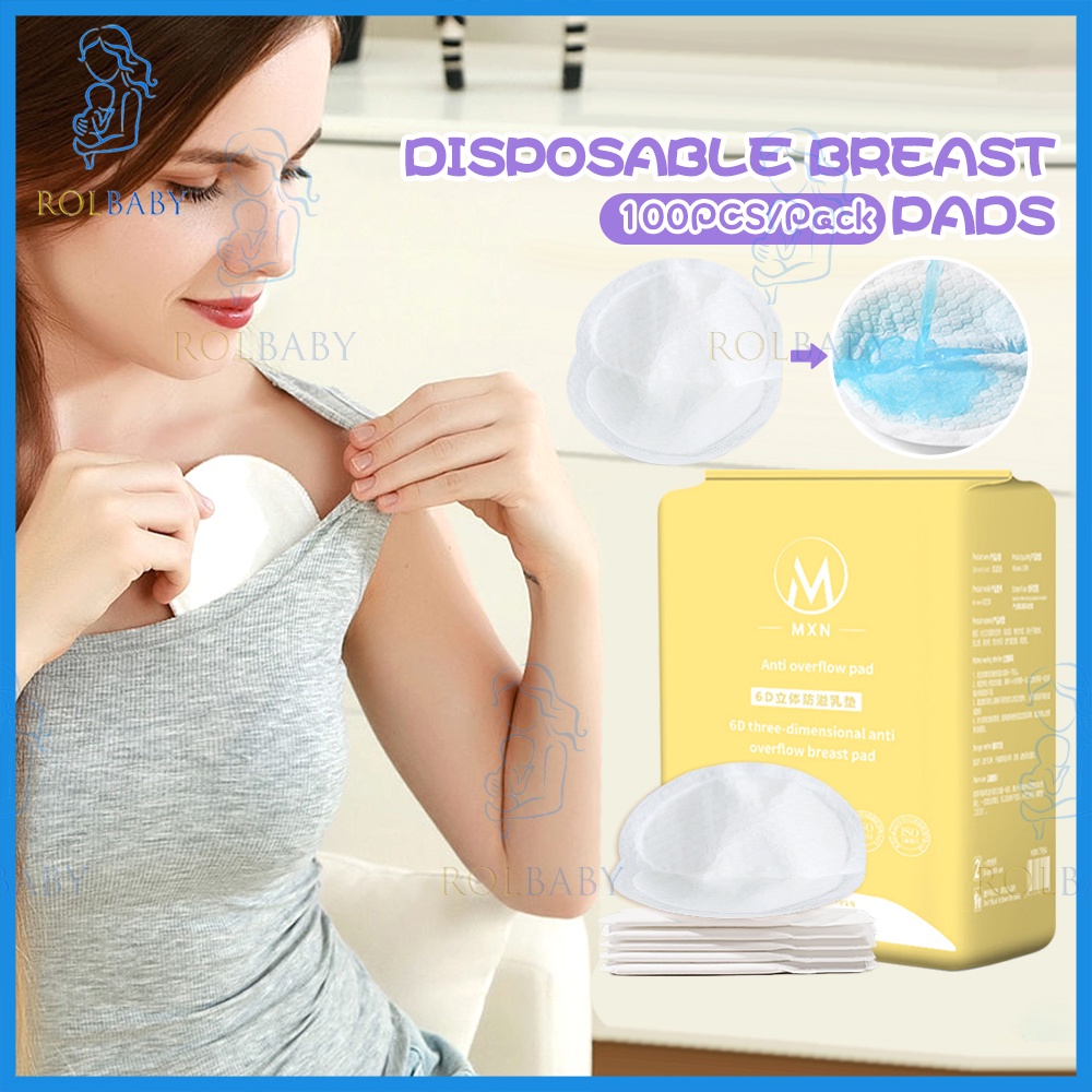 Rolbaby 100 Pcs Breast Pads Disposable Breastfeeding Pad Nursing Breast Pads Disposable | Shopee ...