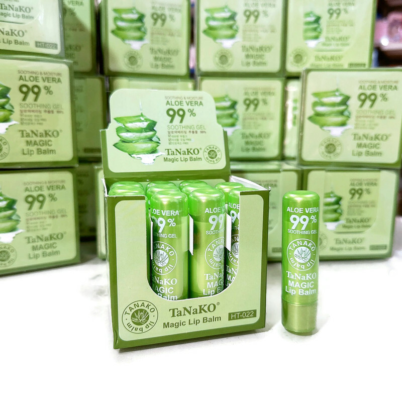 【Box/12 Pieces】 LIP Balm ALOE VERA 【Color Changing "Pink"】 TANAKO MAGIC ...
