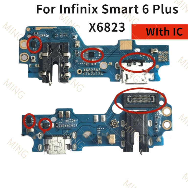 MING&USB Charging charger port board For Infinix Smart 6 Plus X6823 Mainboard Flex USB Port ...
