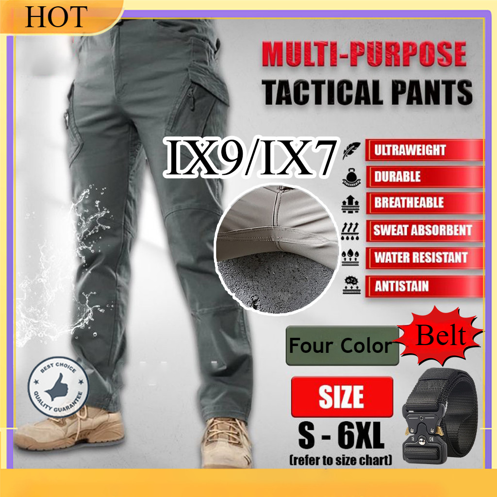 Men's Pants IX7 IX9 Tactical Cargo Pants overalls Casual Straight Cargo Pants Multi-pocket Work ...
