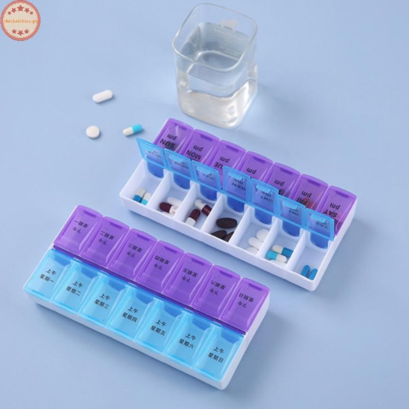 RICHTRY Pill Box Case 7 Day Weekly Medicine Storage Box Double Row ...