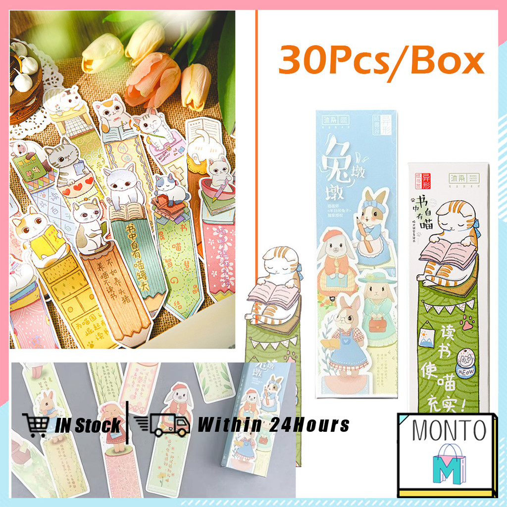 Bookmarks Cats/Rabbits 30Pcs/Set Bookmarks Stationery School Office ...