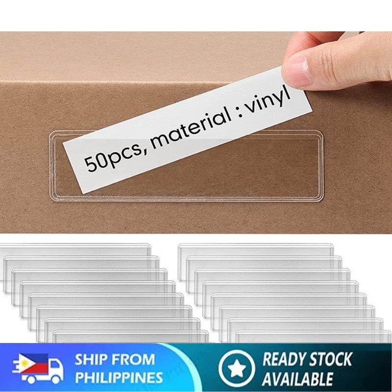 [Local Shipment] 60 pieces of transparent adhesive shelf labels, pocket ...