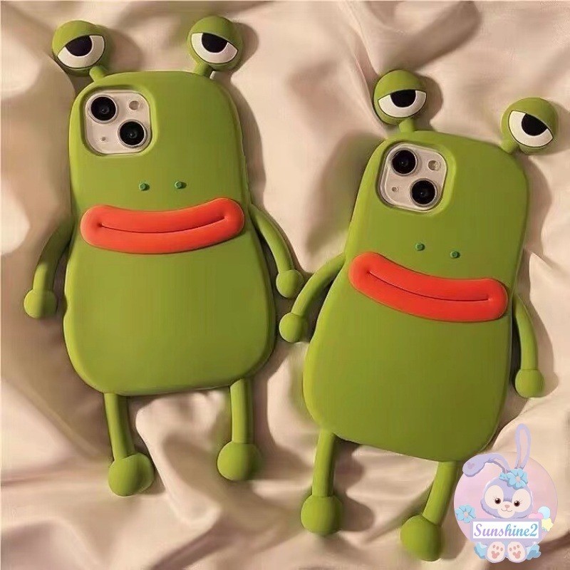 Liquid silicone super protective case with green sausage mouth frog ...