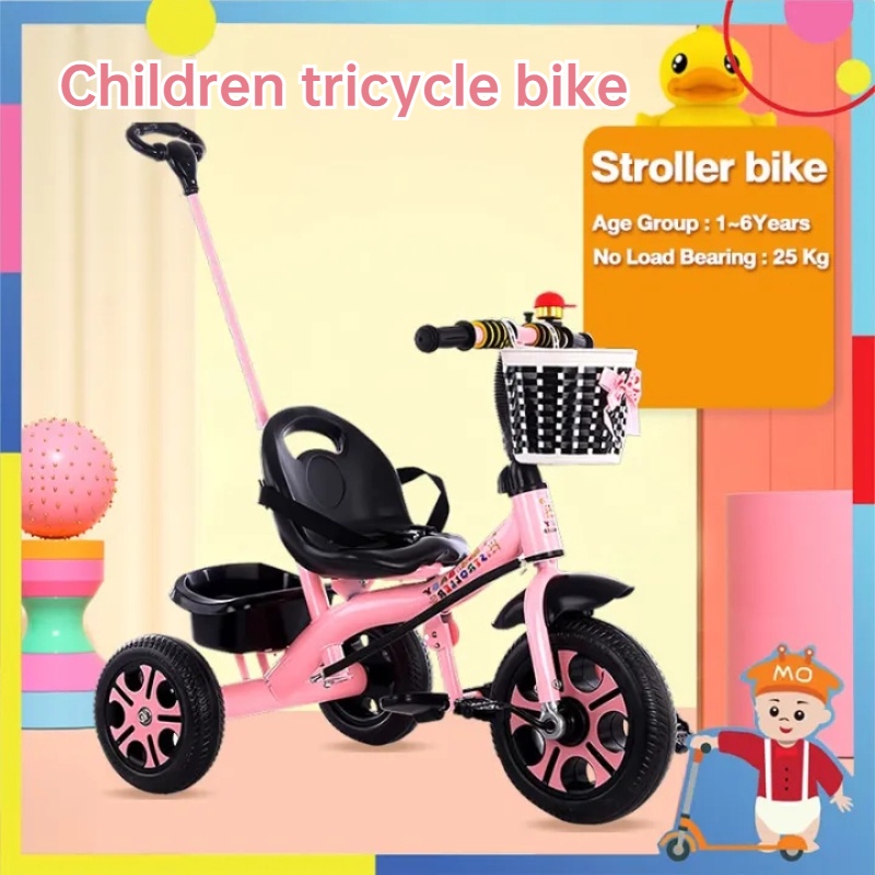 Baby 3 Wheels Trolley Bike for Kids Bike with Front Basket and Push Bar ...