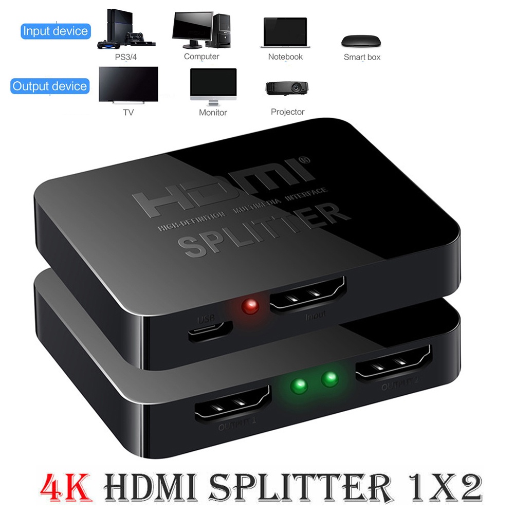 4K HDMI Splitter 1x2 1x4 HDMI Switch 1 in 2 out Video Distributor ...