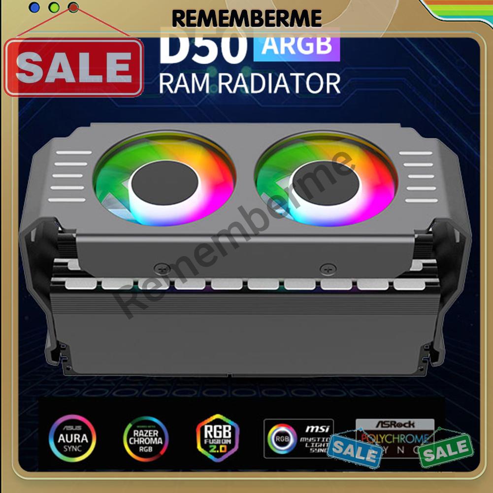 D50 Ram Argb Sync Heatsink Cooler Memory With Dual Pwm Cooling Fan For Ddr4 Ddr5 Remembermeph