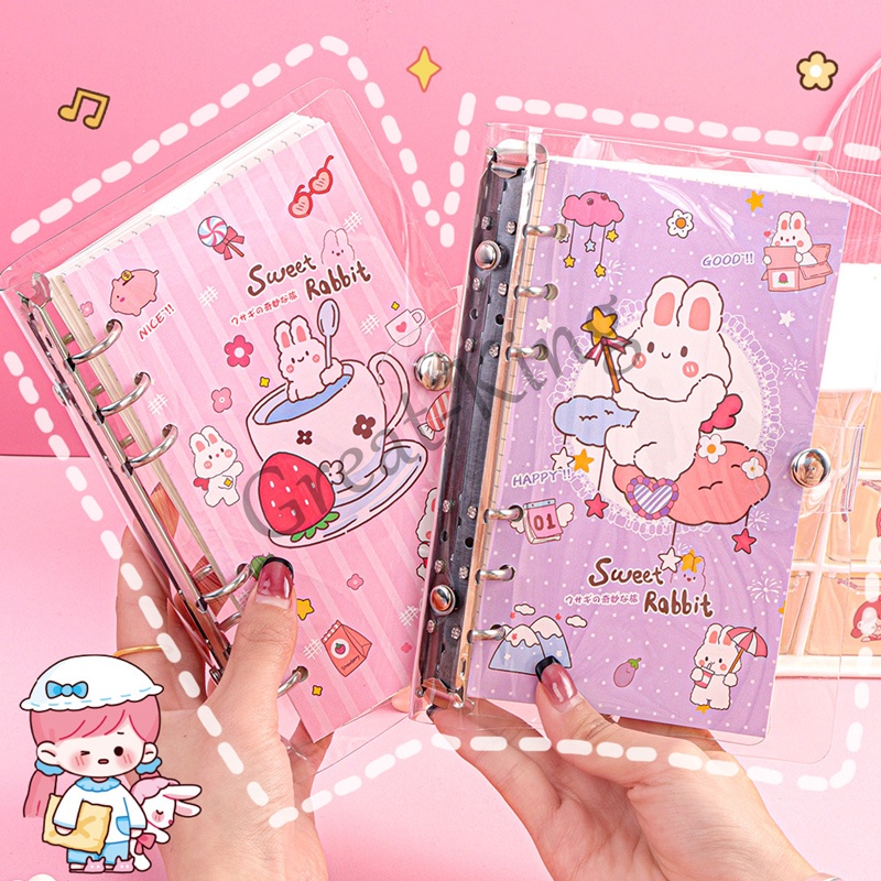 A6 Binder Cute girl Handbook Loose-leaf Coil book cartoon student ...