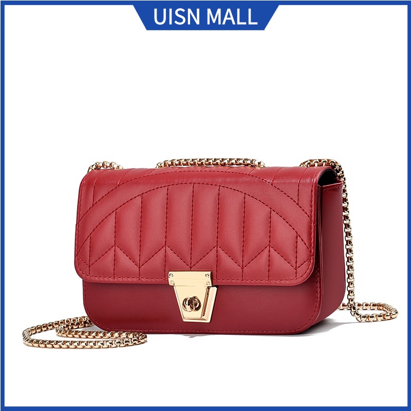 UISN #S804 Women's Bag Mini Slanted Backpack Chain Lock Small Square ...