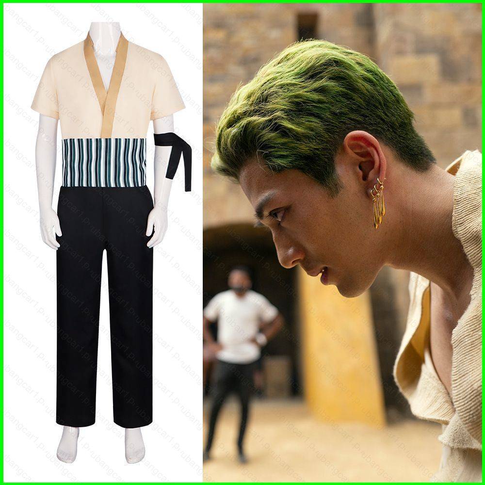 Anime TV One Piece Roronoa Zoro Cosplay Top Pants Belt Earrings Costume ...