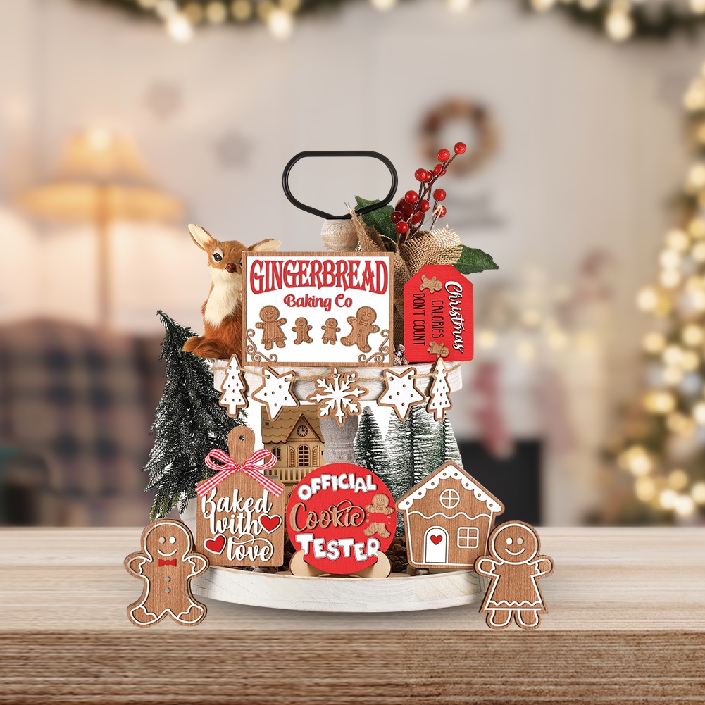 12pcs Gingerbread Man Themed Trays Decor Multi-purpose Christmas Gnomes ...