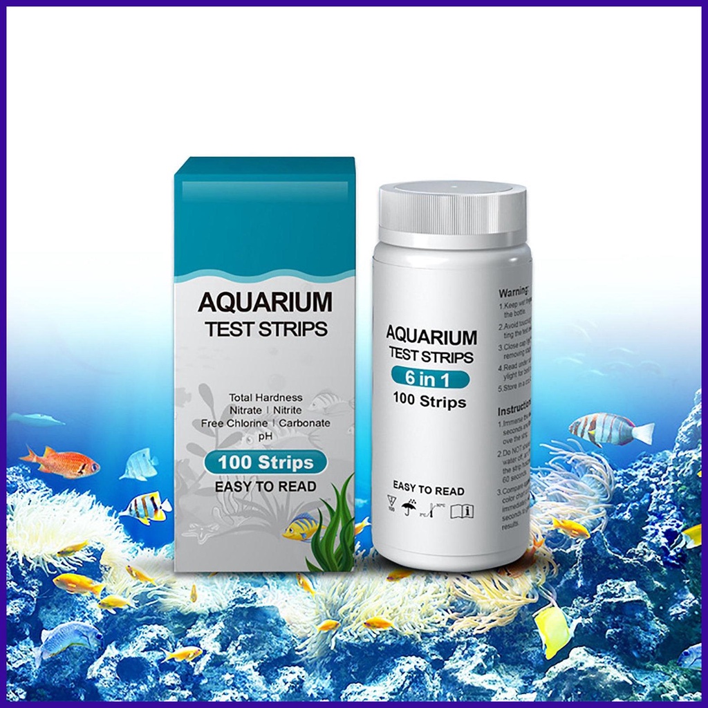 100pcs Aquarium Test Strips 6 in 1 Fish Tank Test Kit Water Quality ...