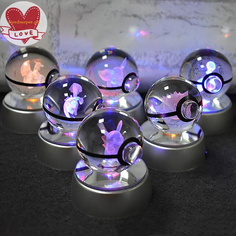SUPER Pokemon Game Ball Pikachu Bedroom Night Light Crystal Ball ...
