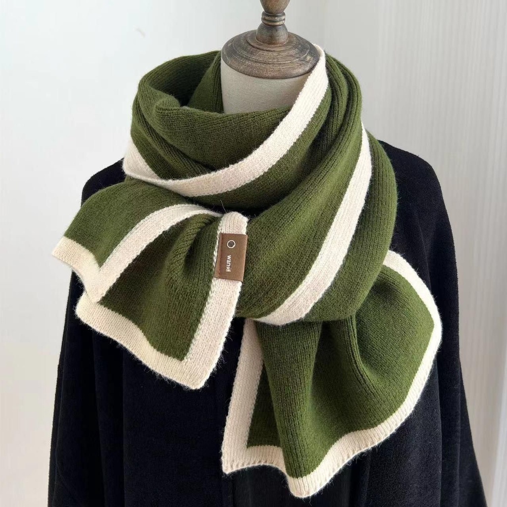 Patchwork Color Winter New Knitted Versatile Girls' Scarves | Shopee ...