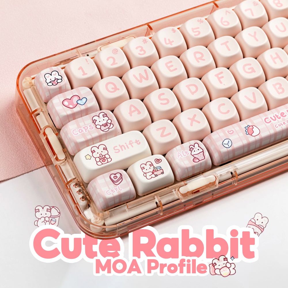 Cute Rabbit Keycaps 145Keys/Set PBT MOA Profile DYE-SUB DIY Custom for ...