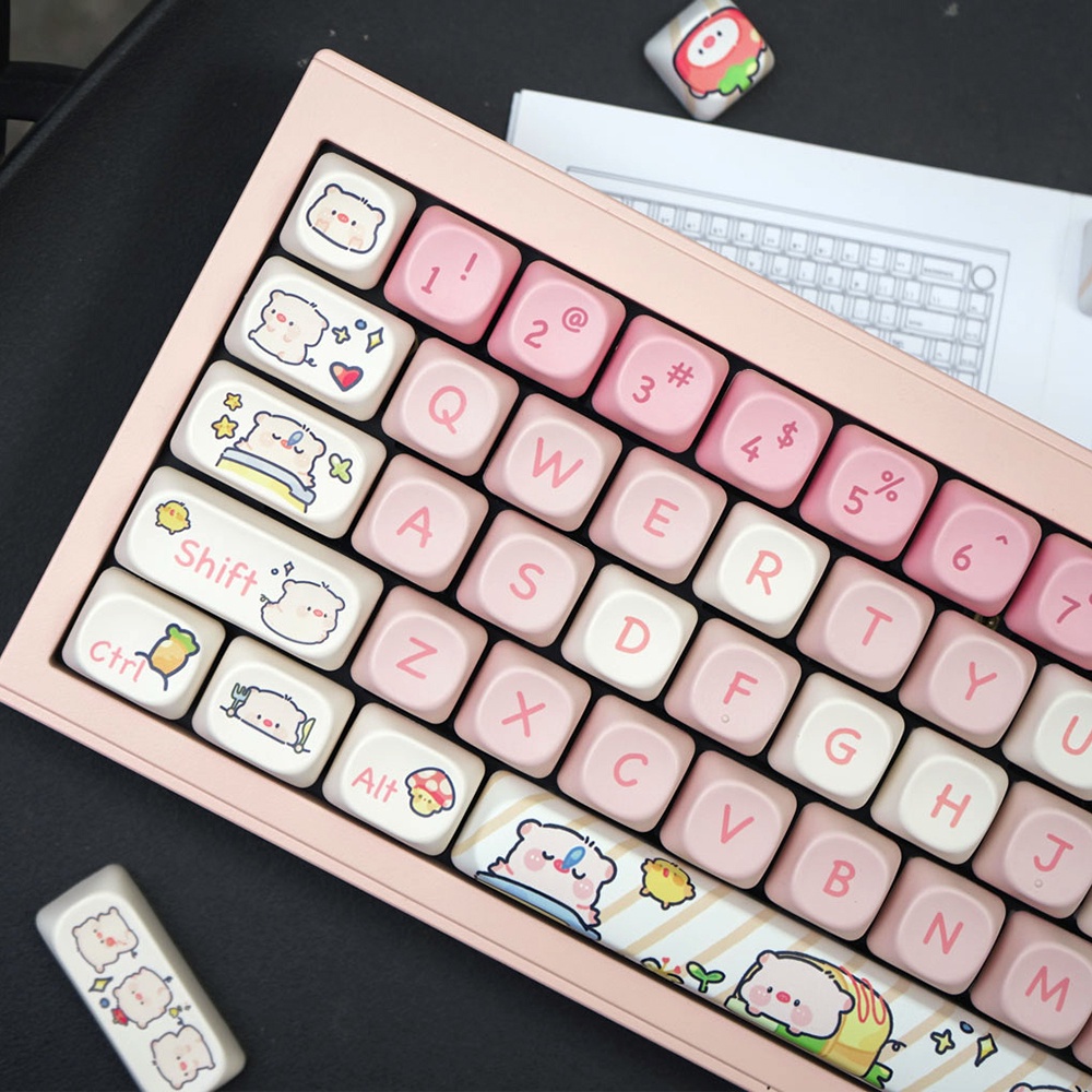 Cute Pink Piglet Keycaps 140Keys/Set PBT MOA Profile DYE-SUB DIY Custom ...