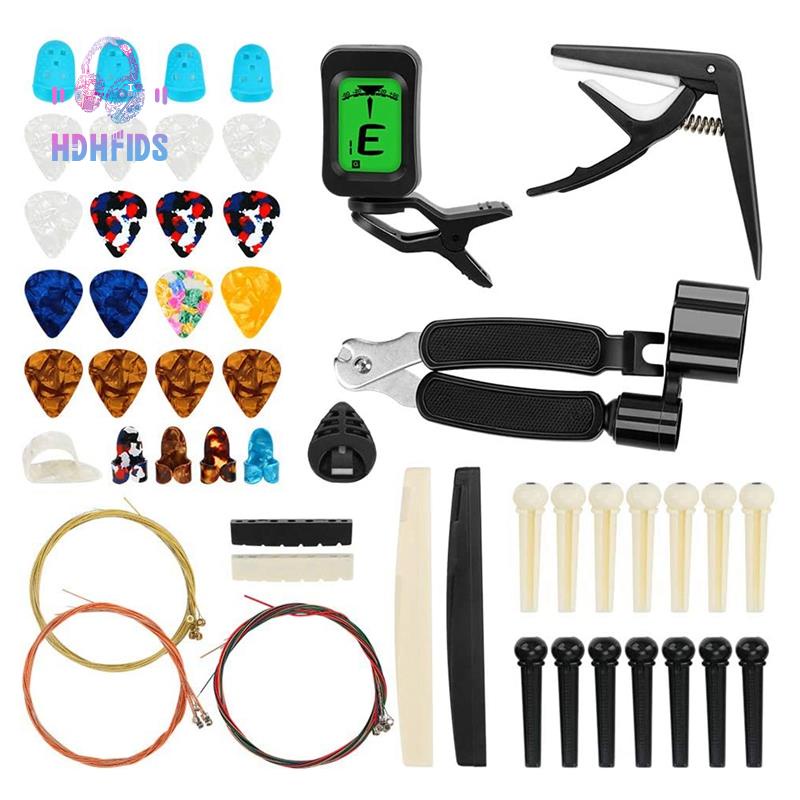 65 PCS Guitar Accessories Kit with Guitar Strings, Tuner, Capo, Picks ...