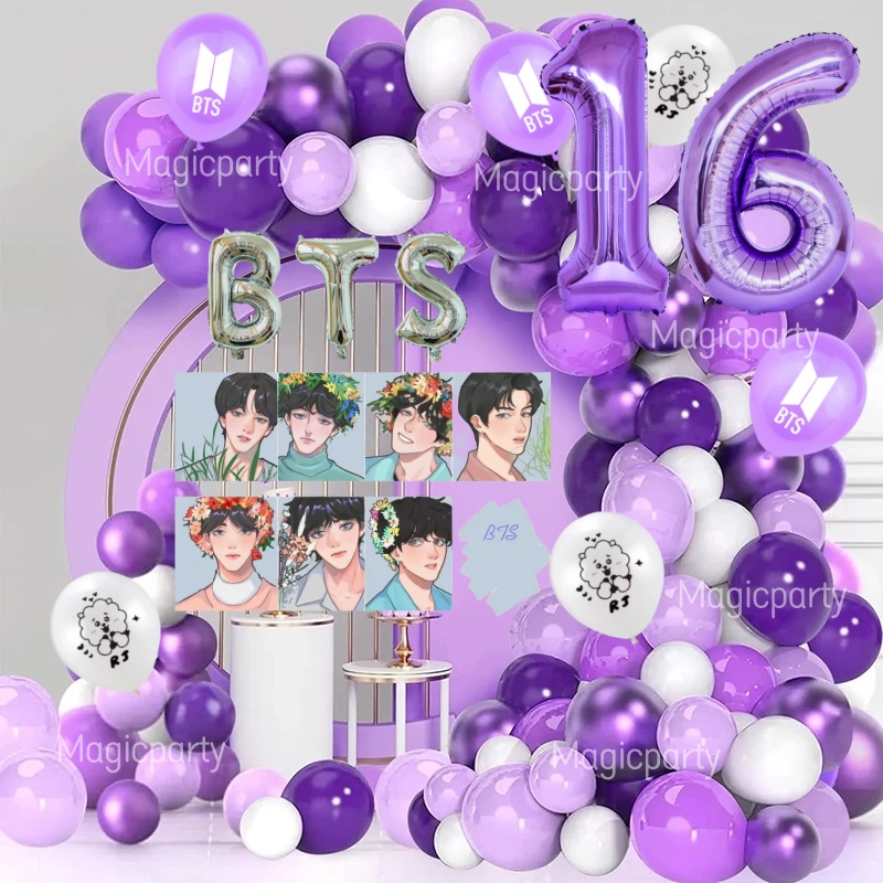 BTS Balloon Balloon BT21 RJ Purple 32inch 15-25th Number Balloons ...