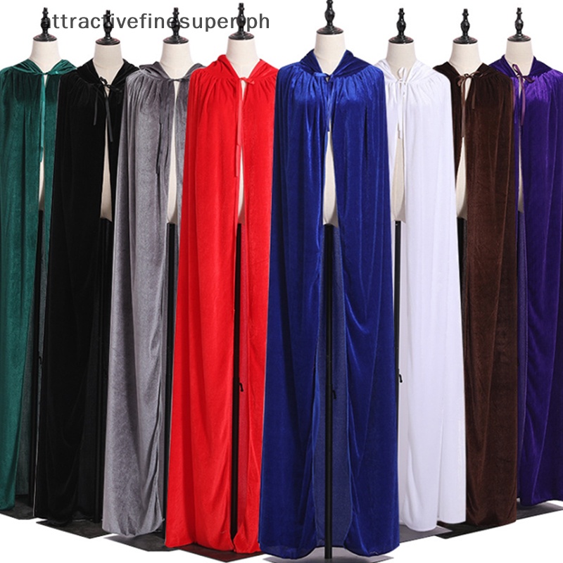 ASPH Medieval Vampire Velvet Hooded Cloak Long Robe Witch Capes ...
