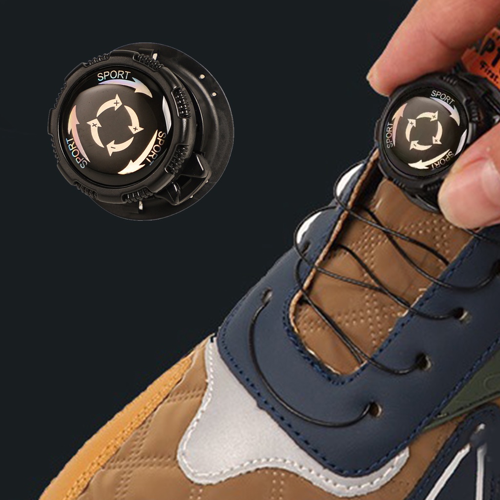 1Set Rotating Lazy Shoelaces With Self-locking Button White/Black ...