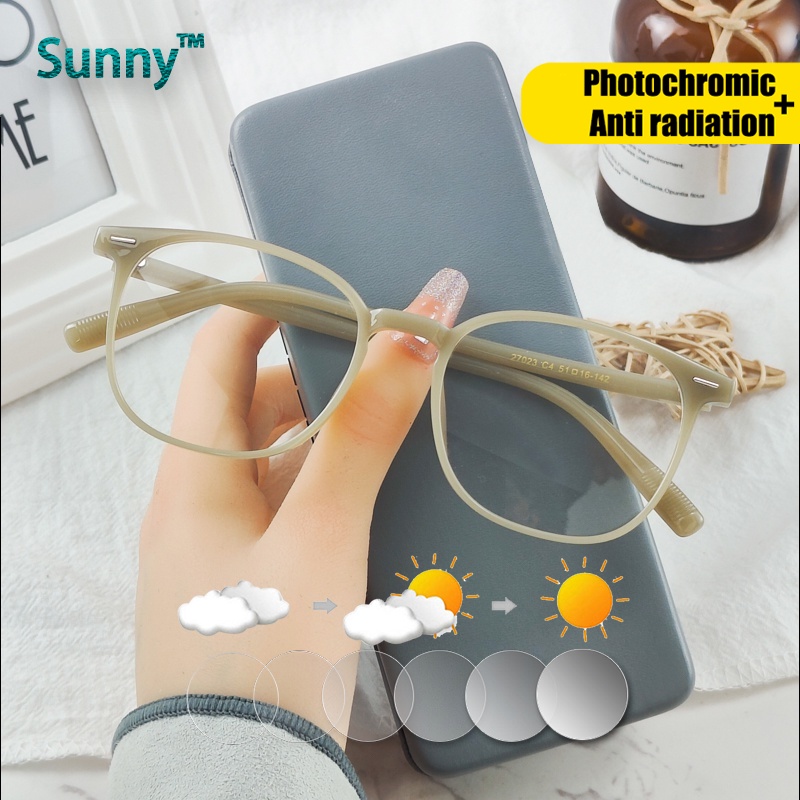 Photochromic Anti Radiation Graded Eyeglasses For Women Men Flexible ...