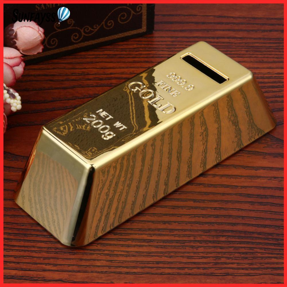 [Sunfayss.ph] Gold Bar Coin Bank Decorative Gold Bullion Bar Piggy Bank ...