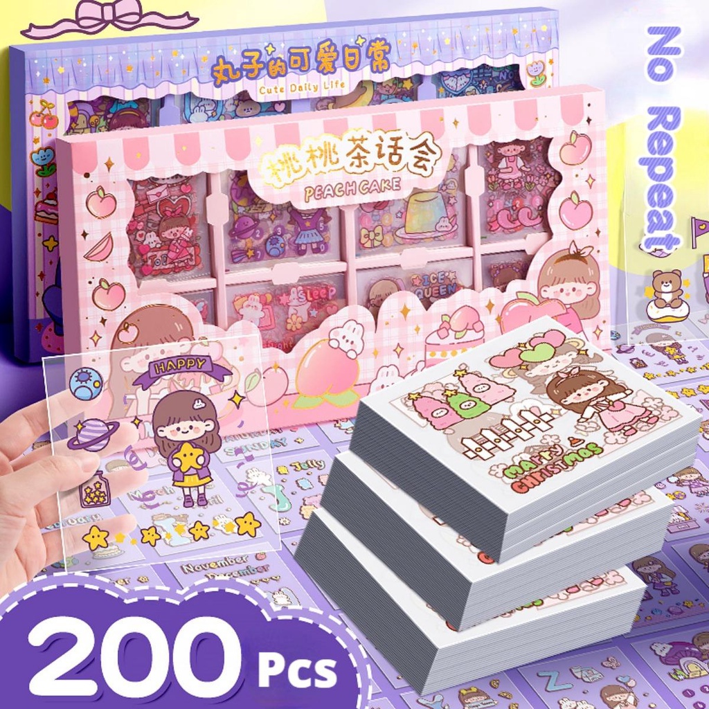 200PCS Korean Kawaii Sticker Stationary waterproof Stickers set Cute ...