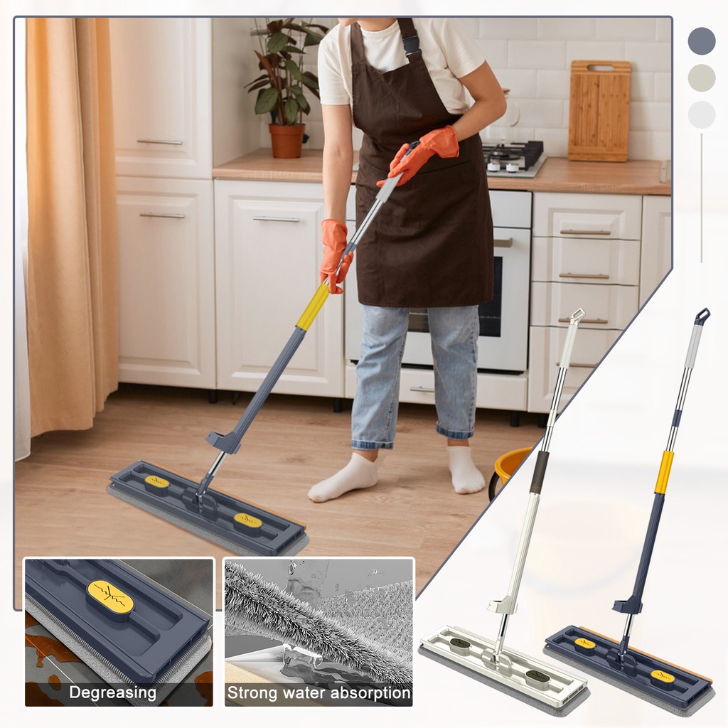 Flat Mop, 360° Swivel Floor Mop Set, Flat Mop With Reusable Microfibre ...