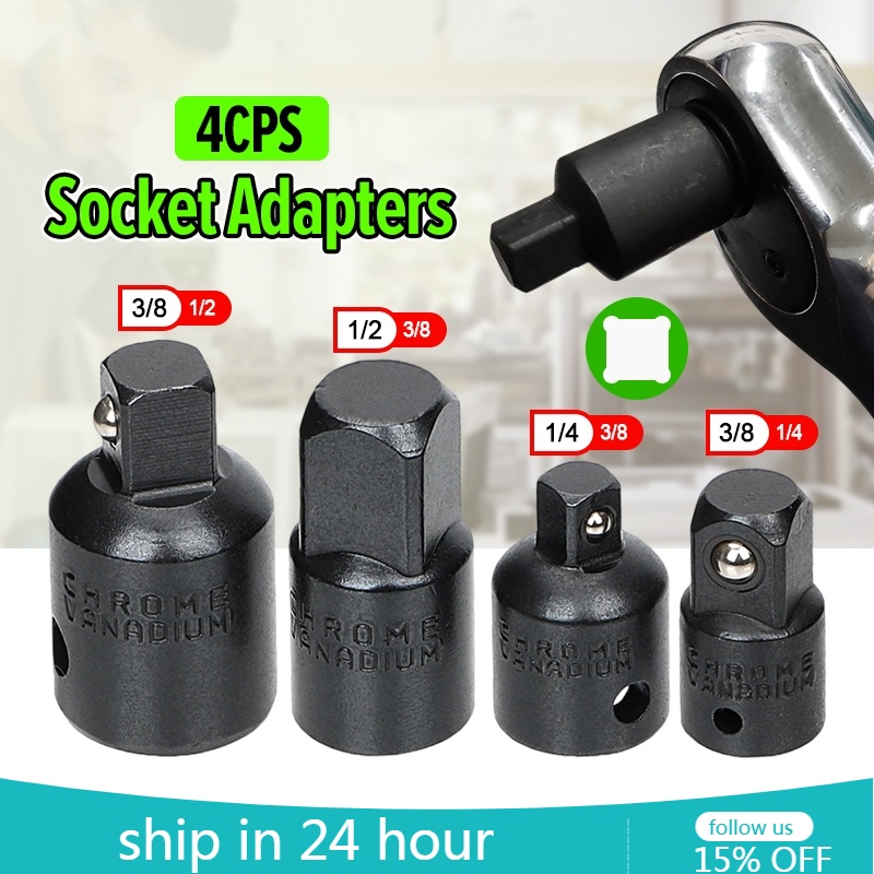4pcs/set Socket Adapter 1/4 3/8 1/2 Steel Air Impact Adapter Converter ...