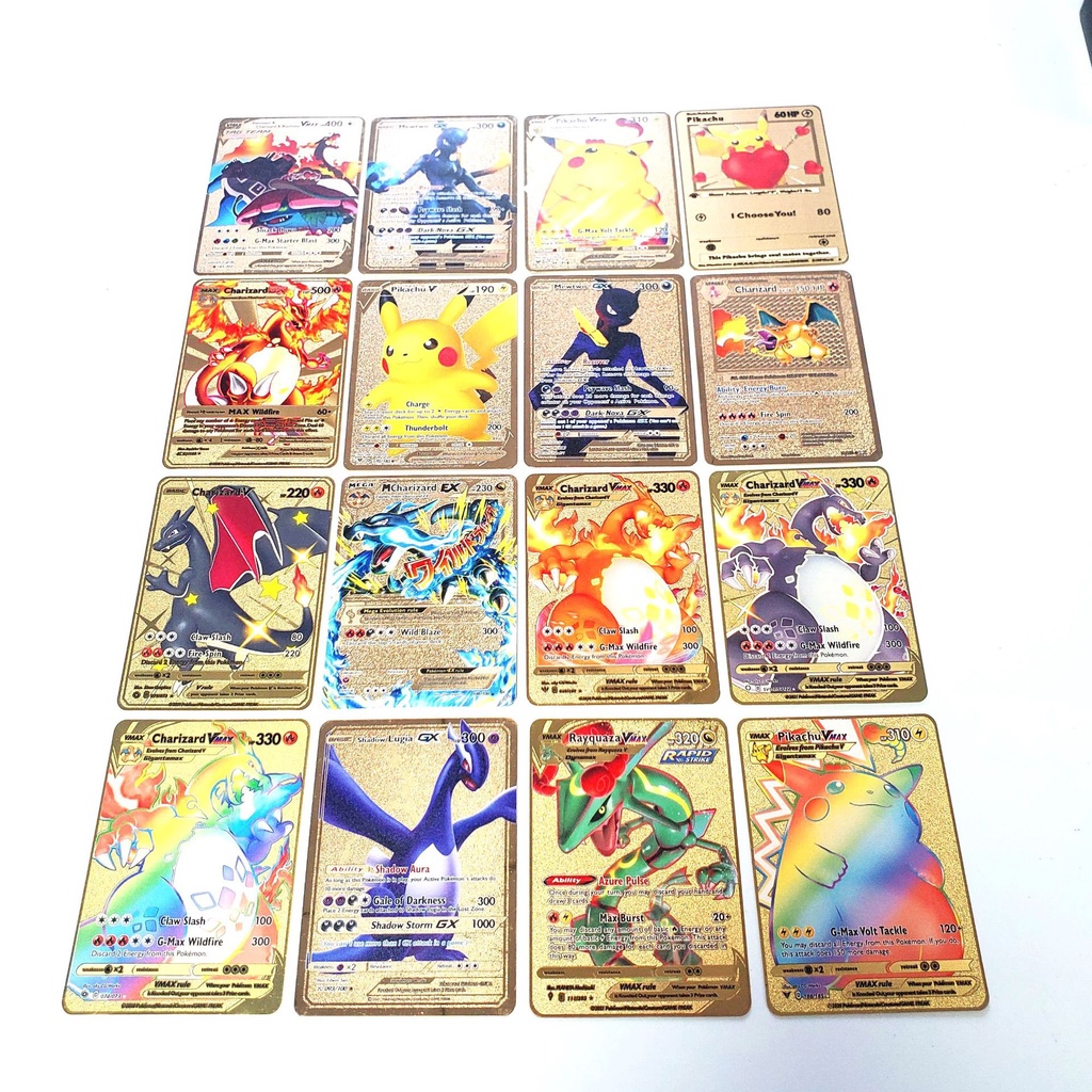 Stainless Steel Pokemon Metal Card English Version Magic Baby Gold Card ...