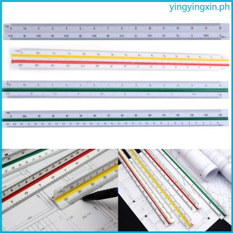 YIN Triangular Scale Ruler 30cm Plastic Drafting Triangle Scale ...