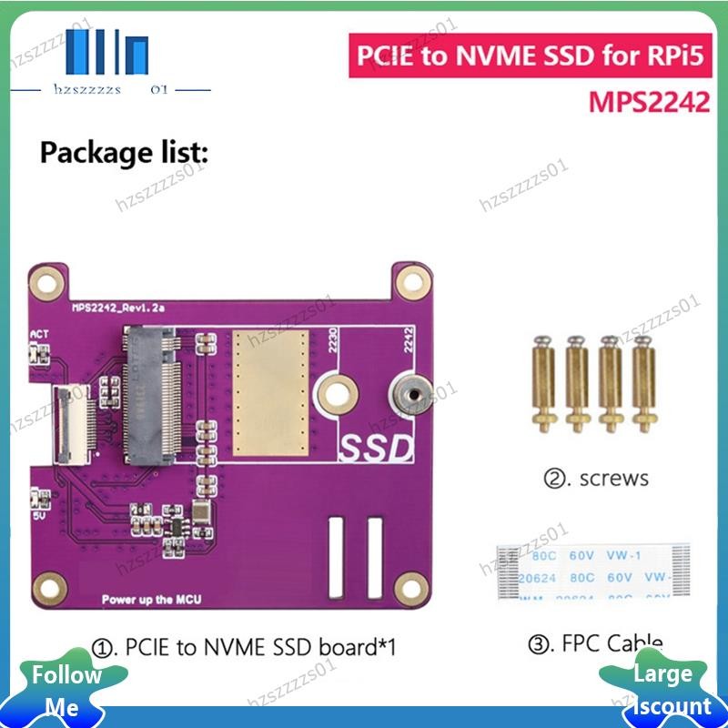 『hzszzzzs01』PCIE M.2 NVME 2230 2242 Gen3 SSD HAT Expansion Board Kit ...