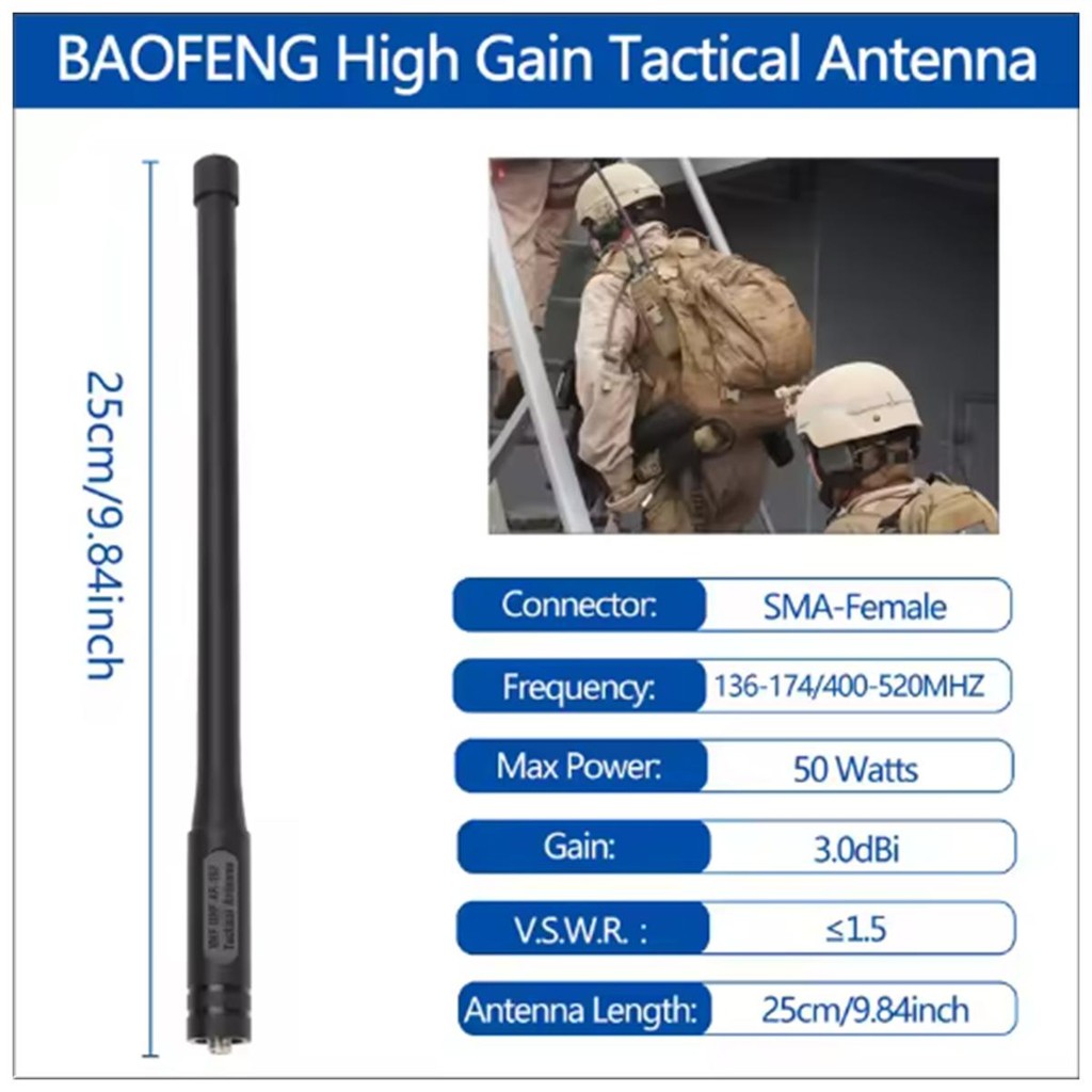 AR-152 Dual Band SMA-Female Tactical Antenna For Baofeng Cignus Kenwood Walkie Talkie Two Way ...