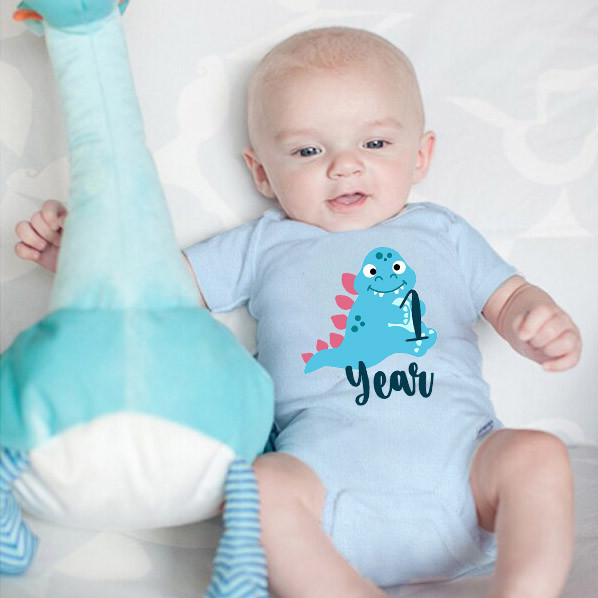 Dinosaur Monthly Milestone Cotton Baby Onesie Cartoon Dinosaur Boy Baby ...