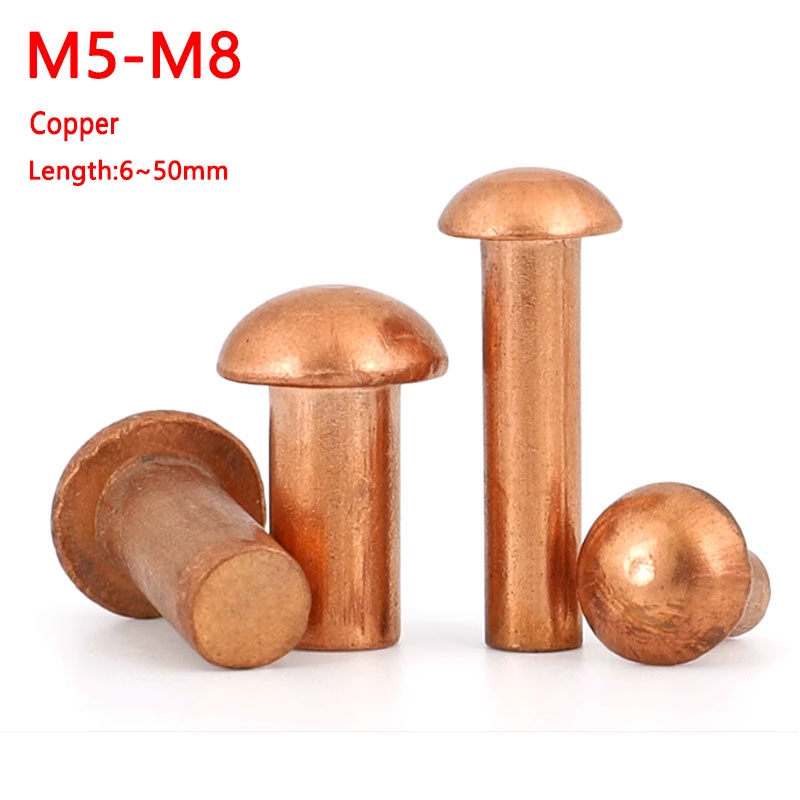 M5 M6 M8 Copper Rivet Pan Head Solid Rivets Brass Half Round Solid ...